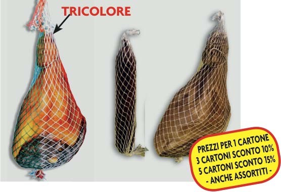 Reti e spaghi per salumi elastiche e tessute in vari colori